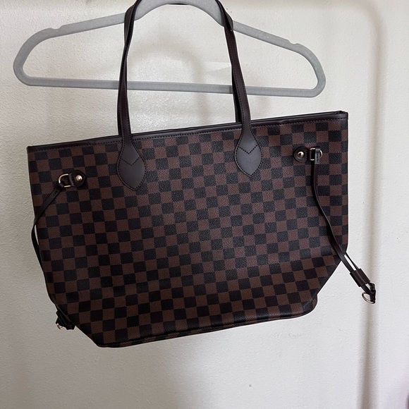 Bags | Brown Checkered Purse | Poshmark